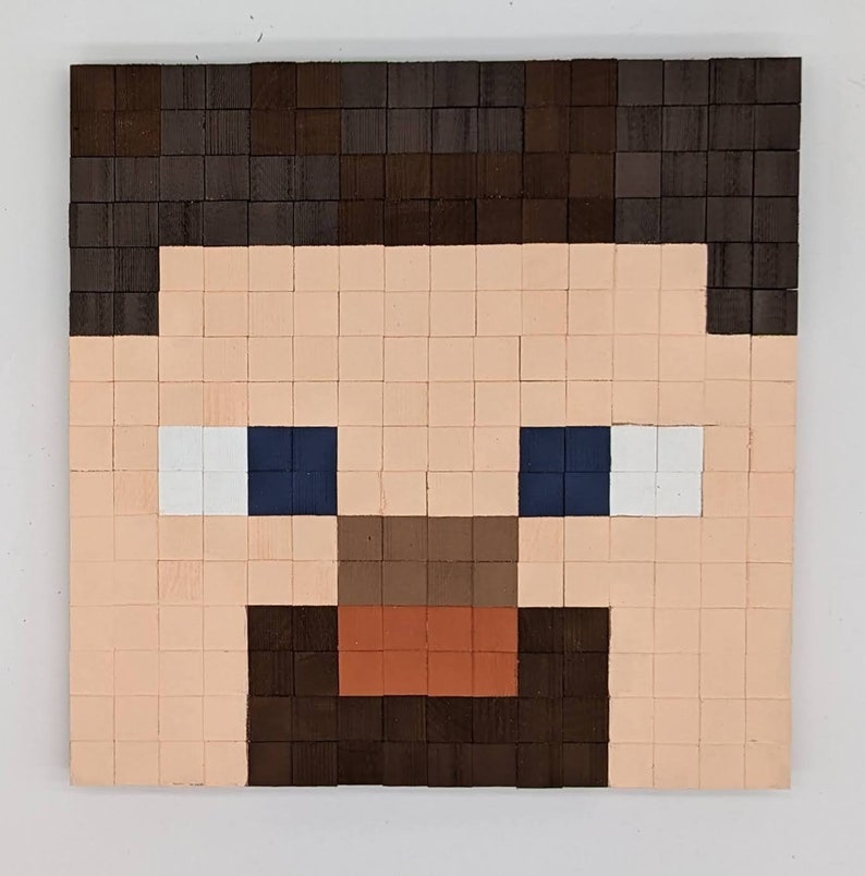 Minecraft Steve 8-bit Wooden Pixel Art - Etsy