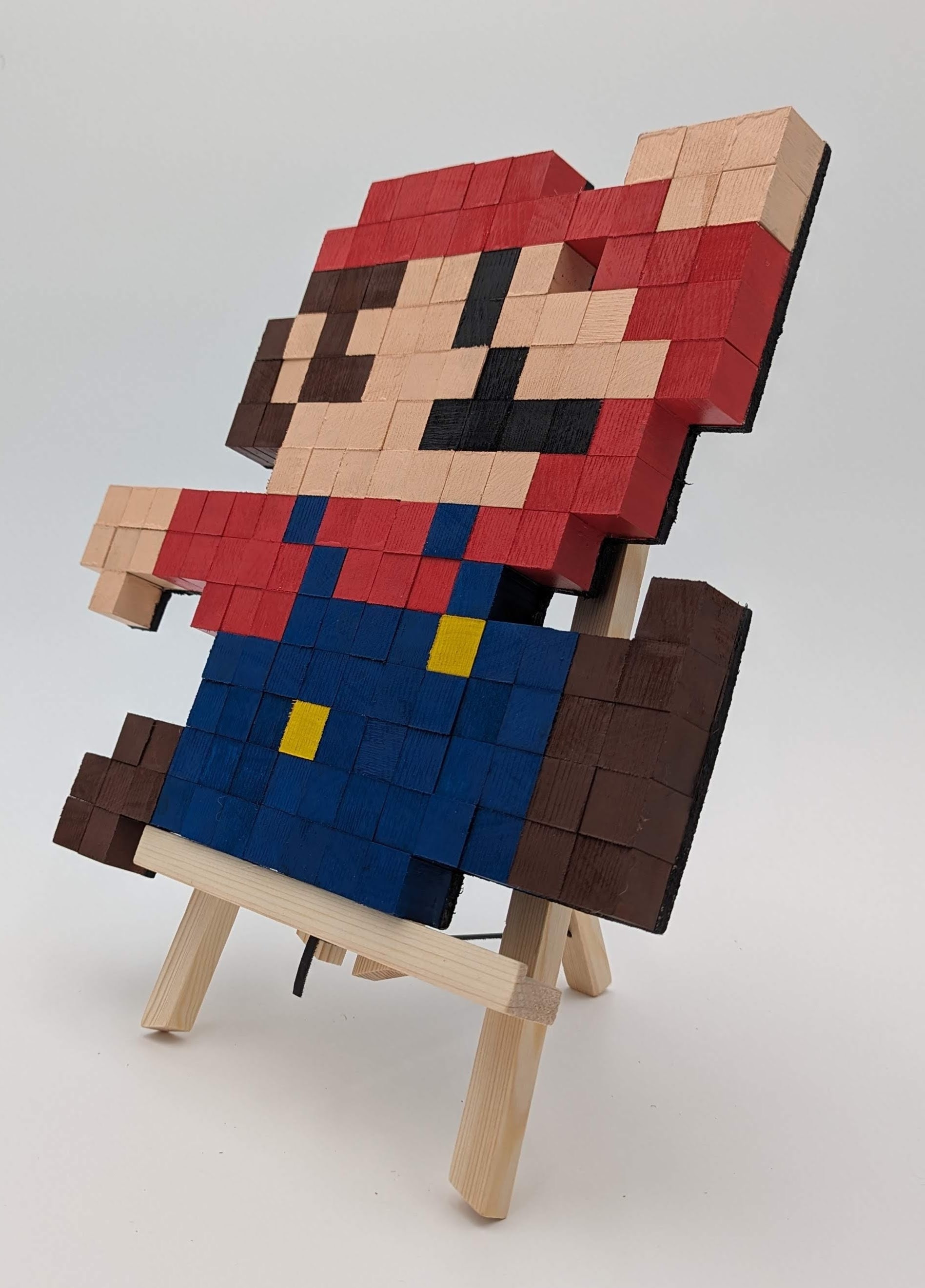 Retro Jumping Mario 8-bit Wooden Pixel Art - Etsy