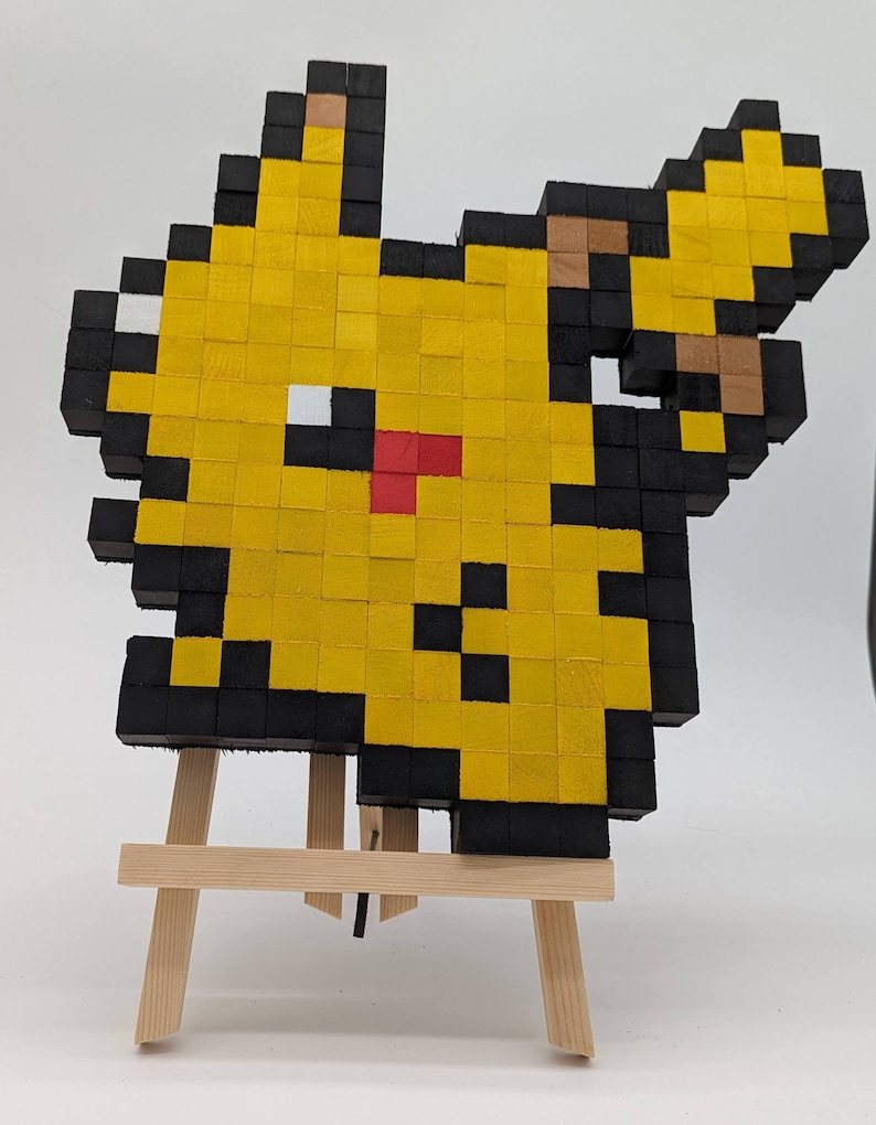 Pikachu 8-bit Wooden Pixel Art - Etsy