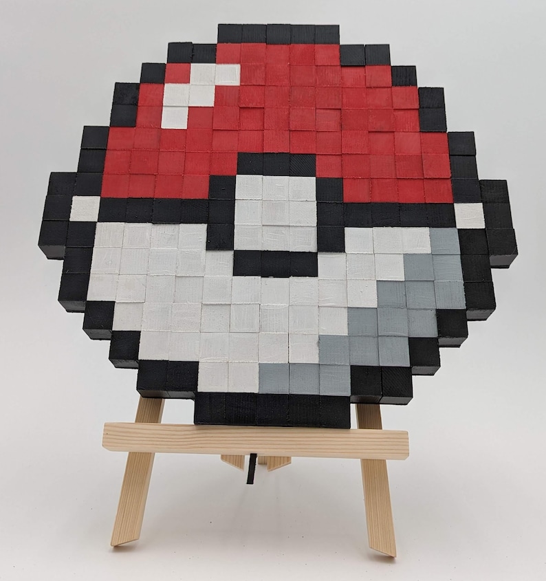 Pokeball 8-bit Wooden Pixel Art - Etsy Australia