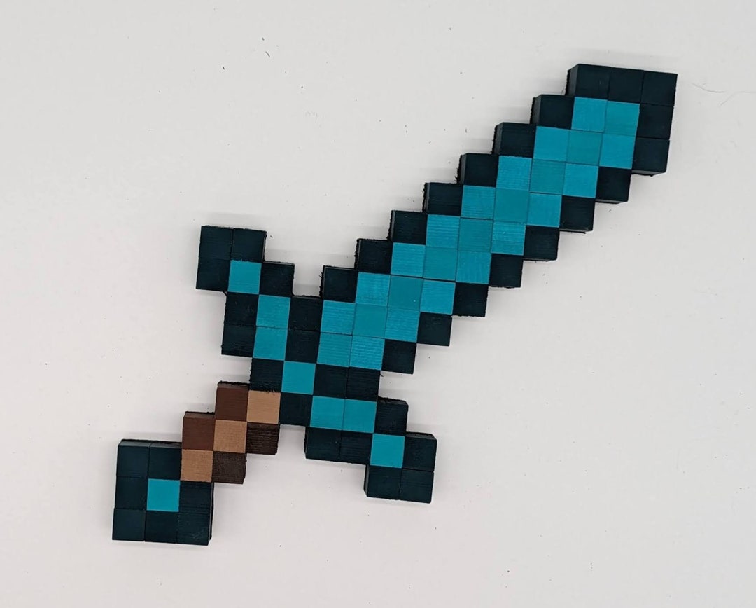 Diamond Sword 8-bit Wooden Pixel Art - Etsy