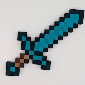 Diamond Sword 8-bit Wooden Pixel Art - Etsy