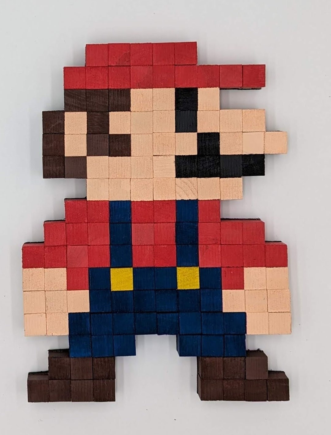 Retro Mario 8-bit Wooden Pixel Art - Etsy