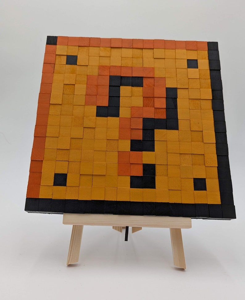 Super Mario Mystery Block 8-bit Wooden Pixel Art - Etsy