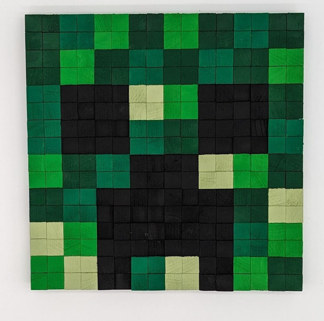 Minecraft Creeper 8-bit Wooden Pixel Art - Etsy