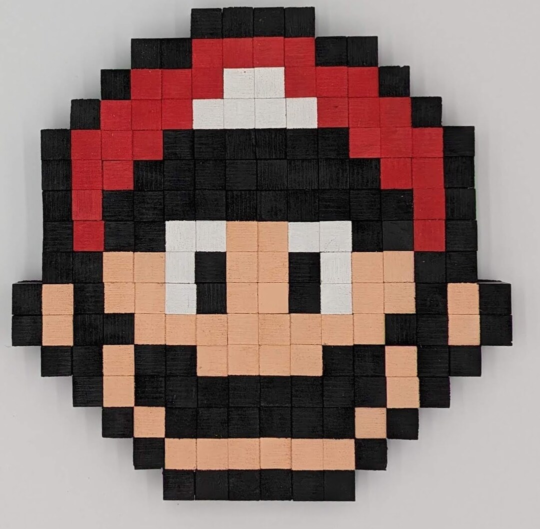 Mario 8-bit Wooden Pixel Art - Etsy