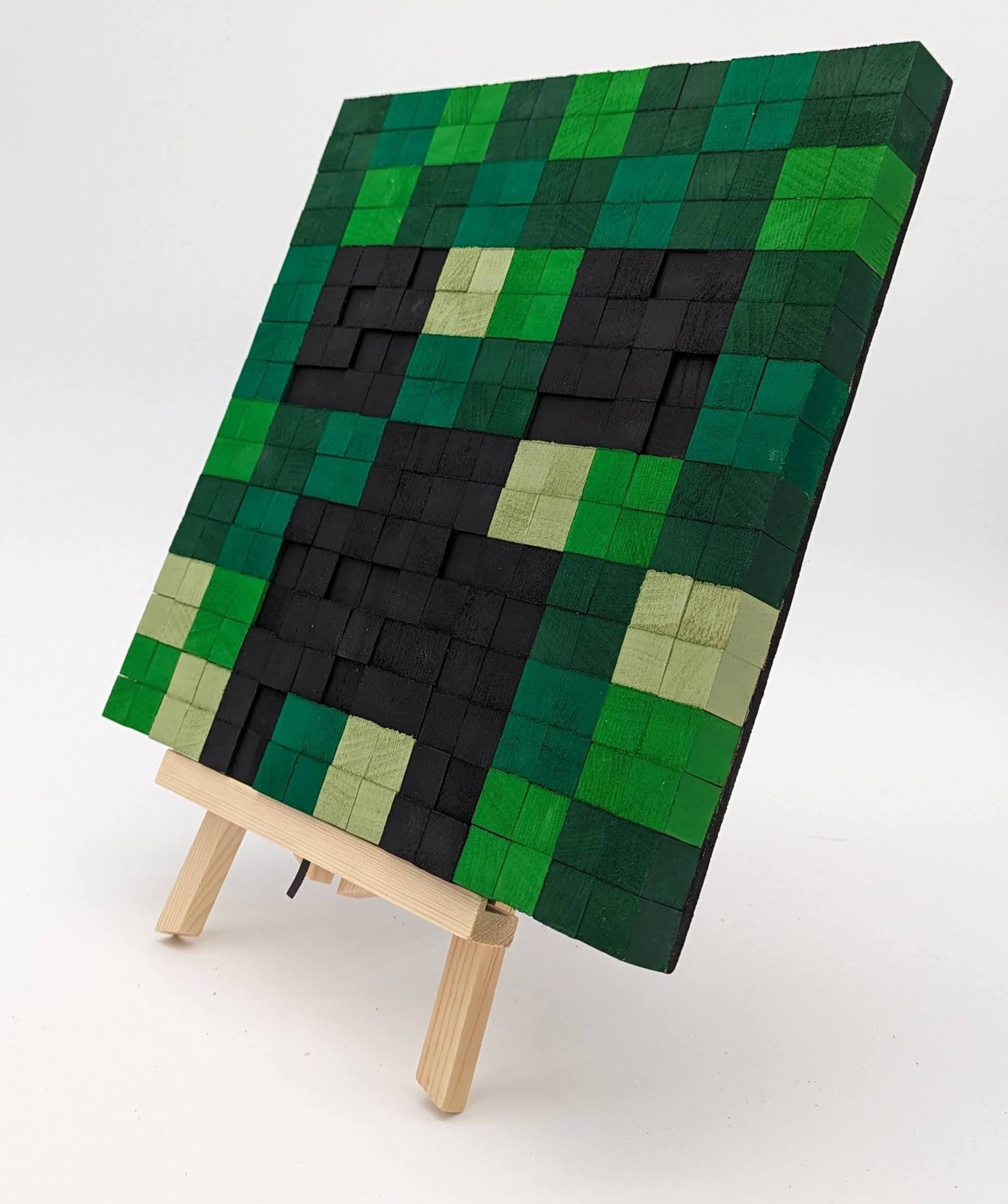 Minecraft Creeper 8-bit Wooden Pixel Art - Etsy
