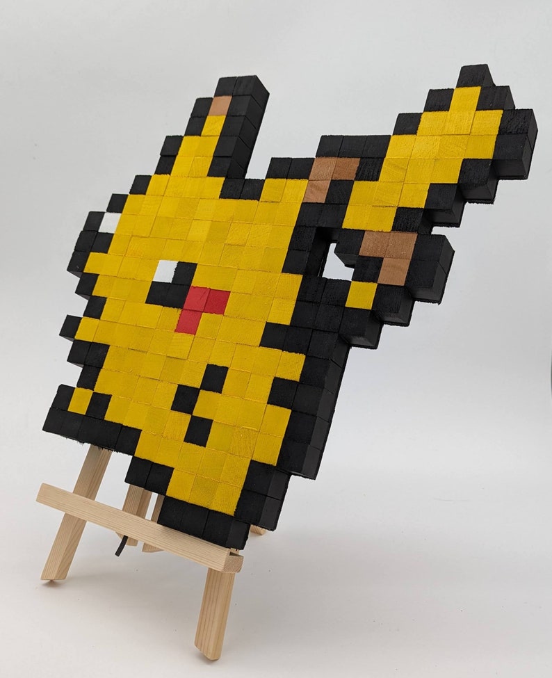 Pikachu 8-bit Wooden Pixel Art - Etsy