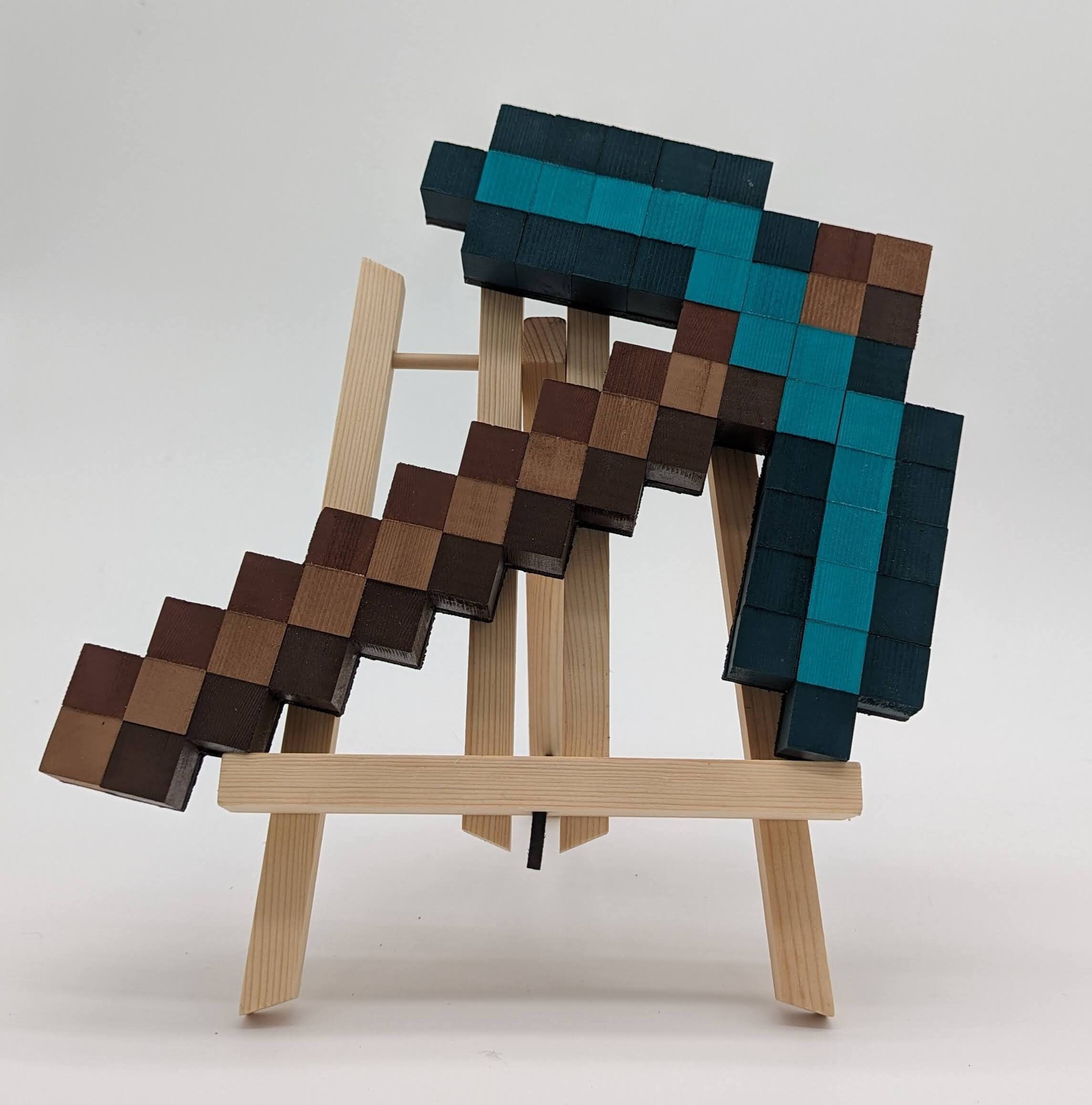 Diamond Pickaxe 8-bit Wooden Pixel Art - Etsy