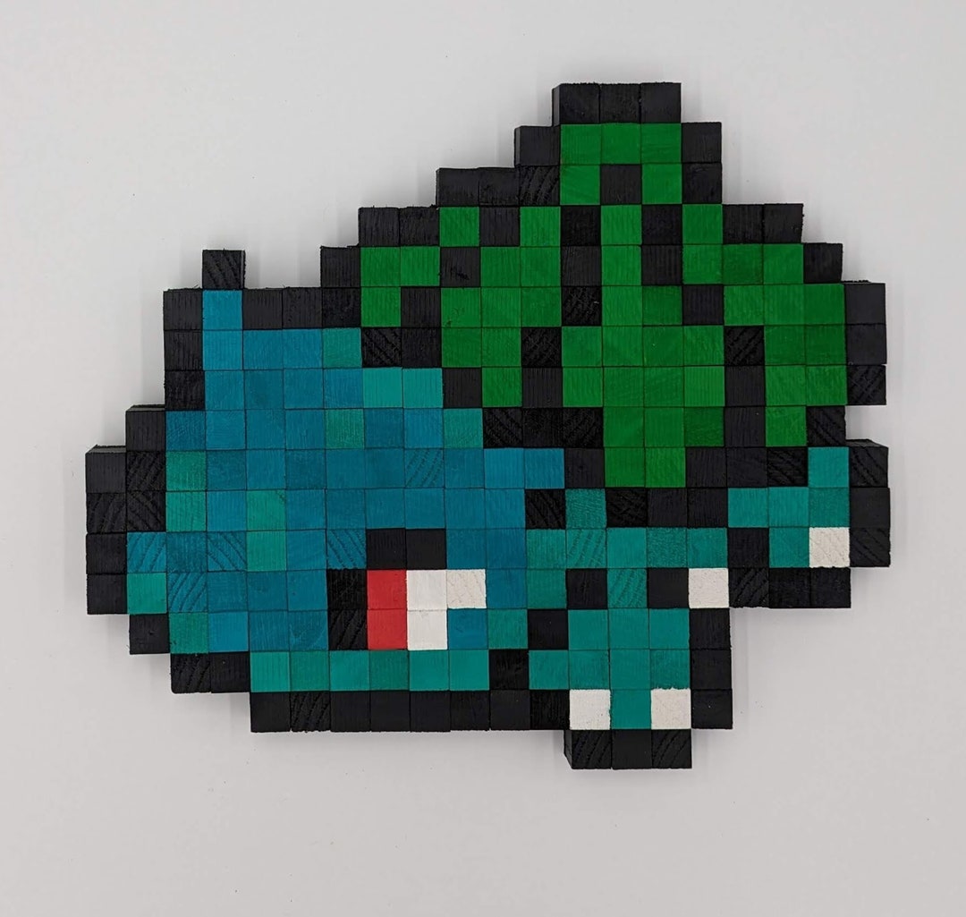 Bulbasaur 8-bit Wooden Pixel Art - Etsy