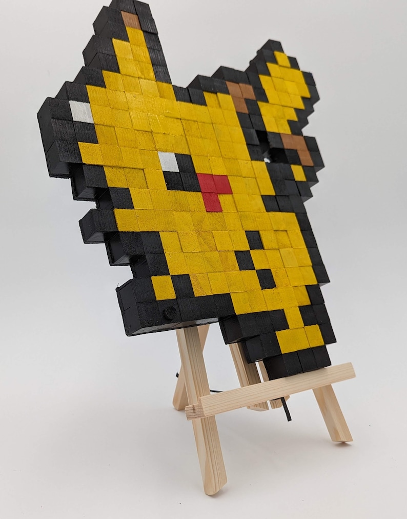Pikachu 8-bit Wooden Pixel Art - Etsy