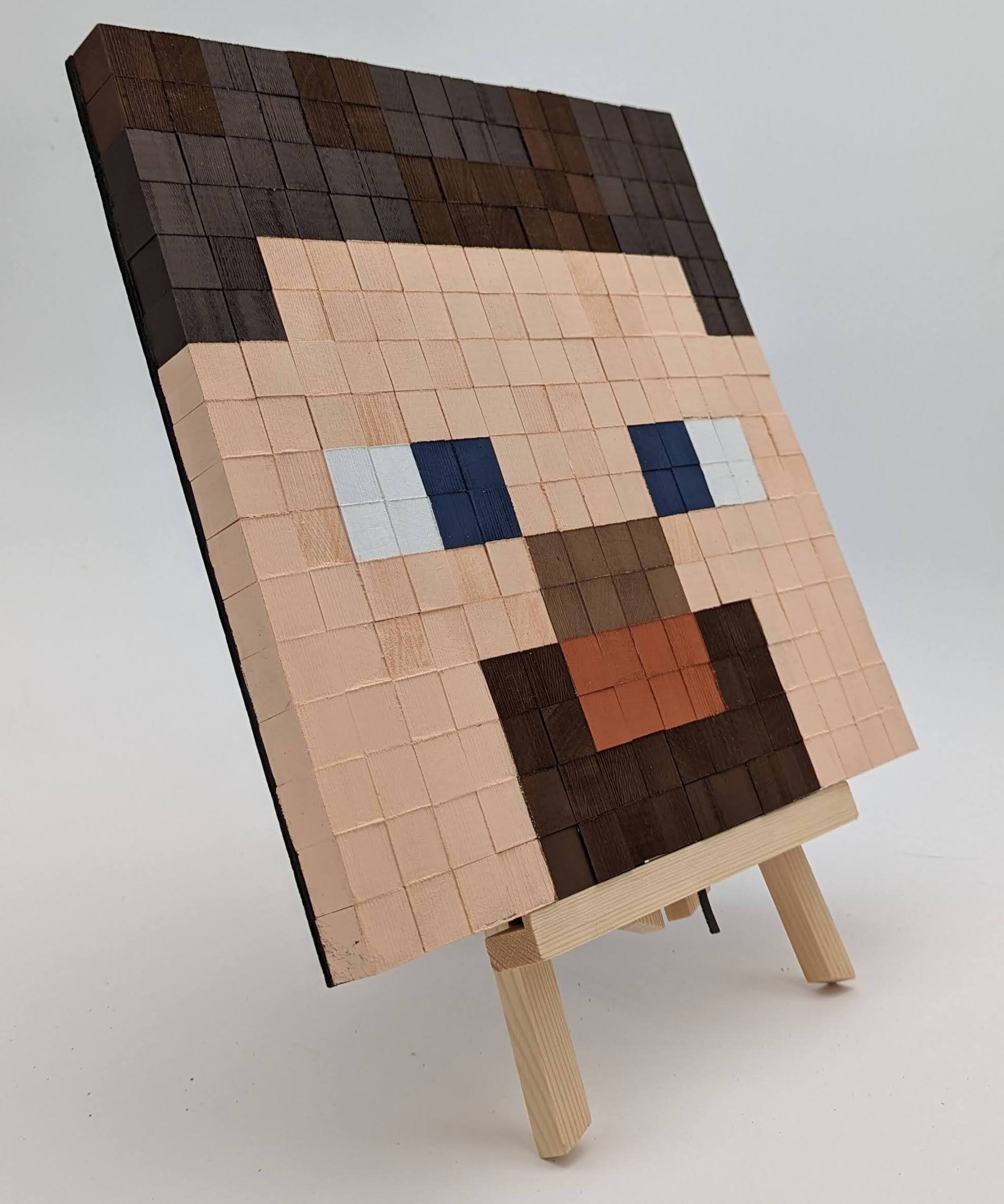 Minecraft Steve 8-bit Wooden Pixel Art - Etsy