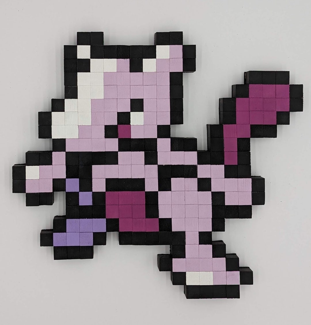 Mewtwo 8-bit Wooden Pixel Art - Etsy