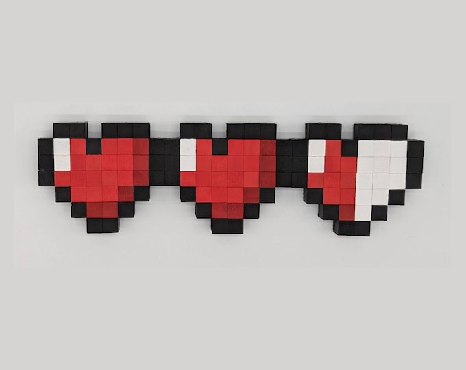 Heart Life Bar 8-bit Wooden Pixel Art - Etsy