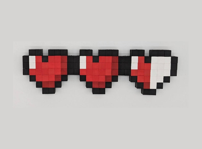Heart Life Bar 8-bit Wooden Pixel Art - Etsy