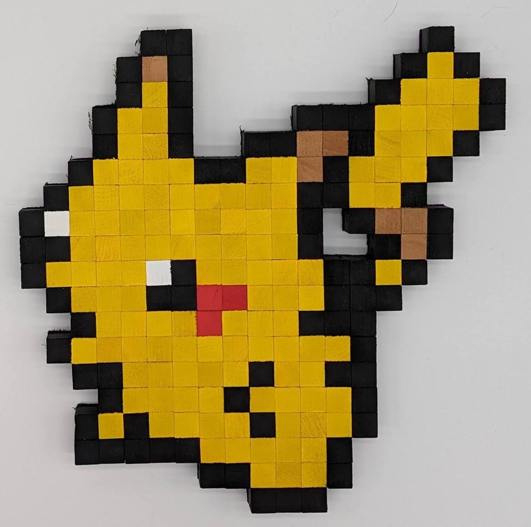 Pikachu 8-bit Wooden Pixel Art - Etsy