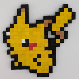 Pikachu 8-bit Wooden Pixel Art - Etsy