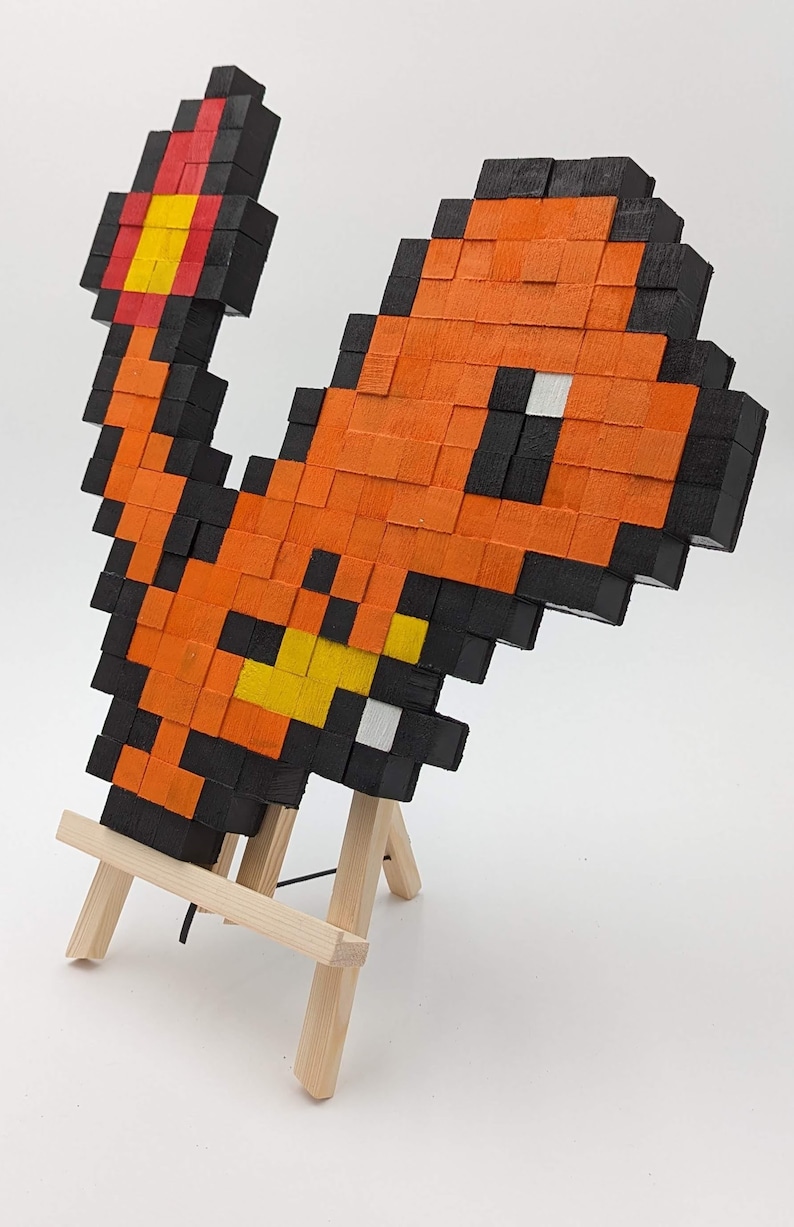 Charmander 8-bit Wooden Pixel Art - Etsy