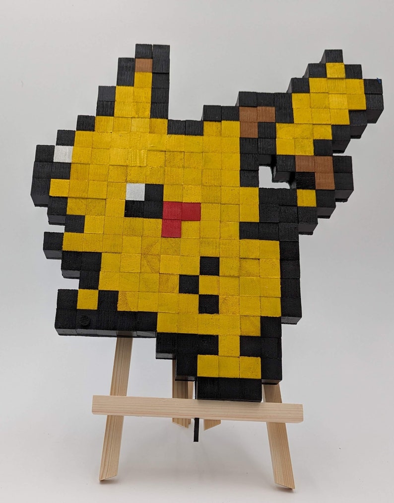 Pikachu 8-bit Wooden Pixel Art - Etsy