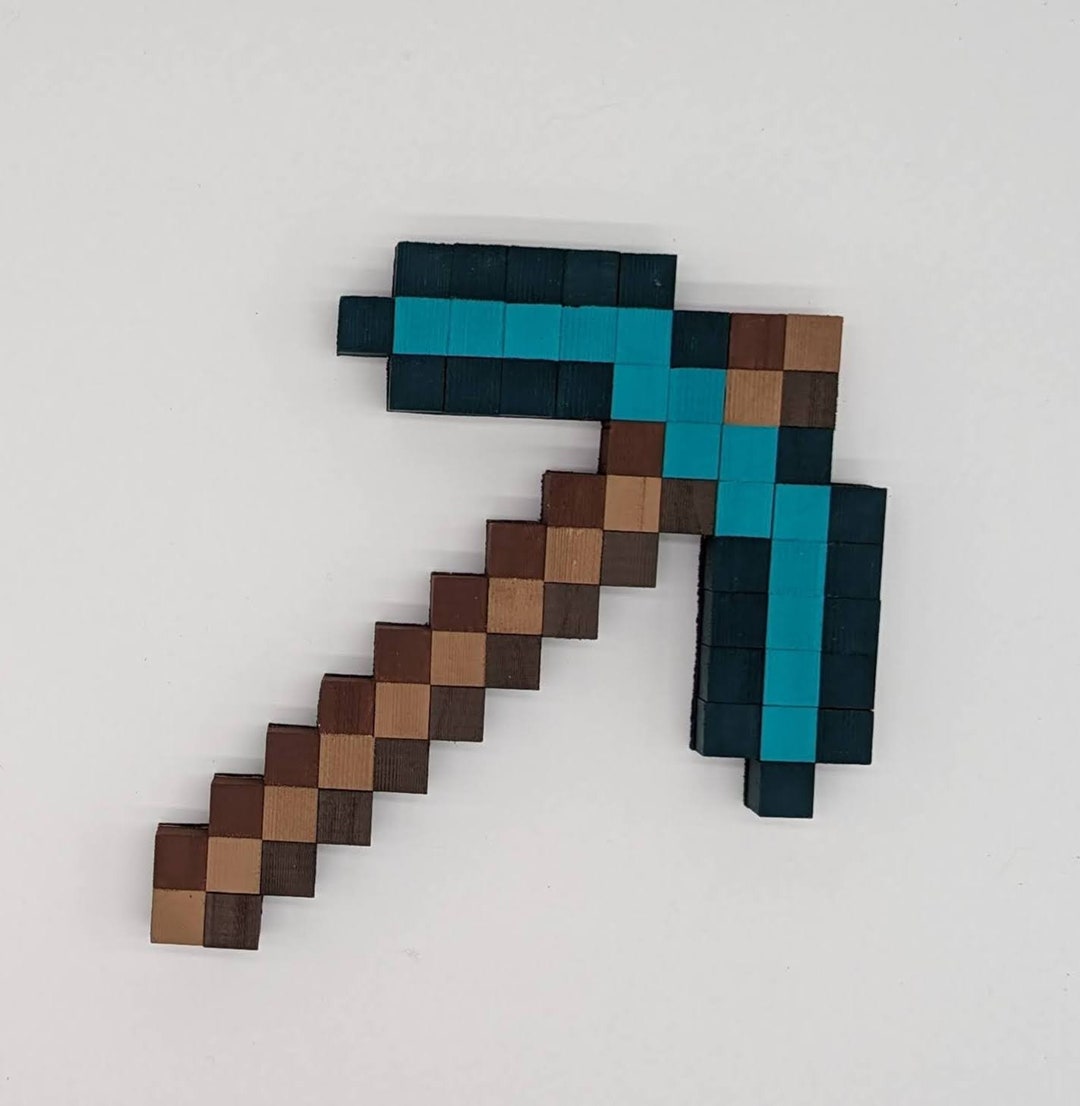 Diamond Pickaxe 8-bit Wooden Pixel Art - Etsy