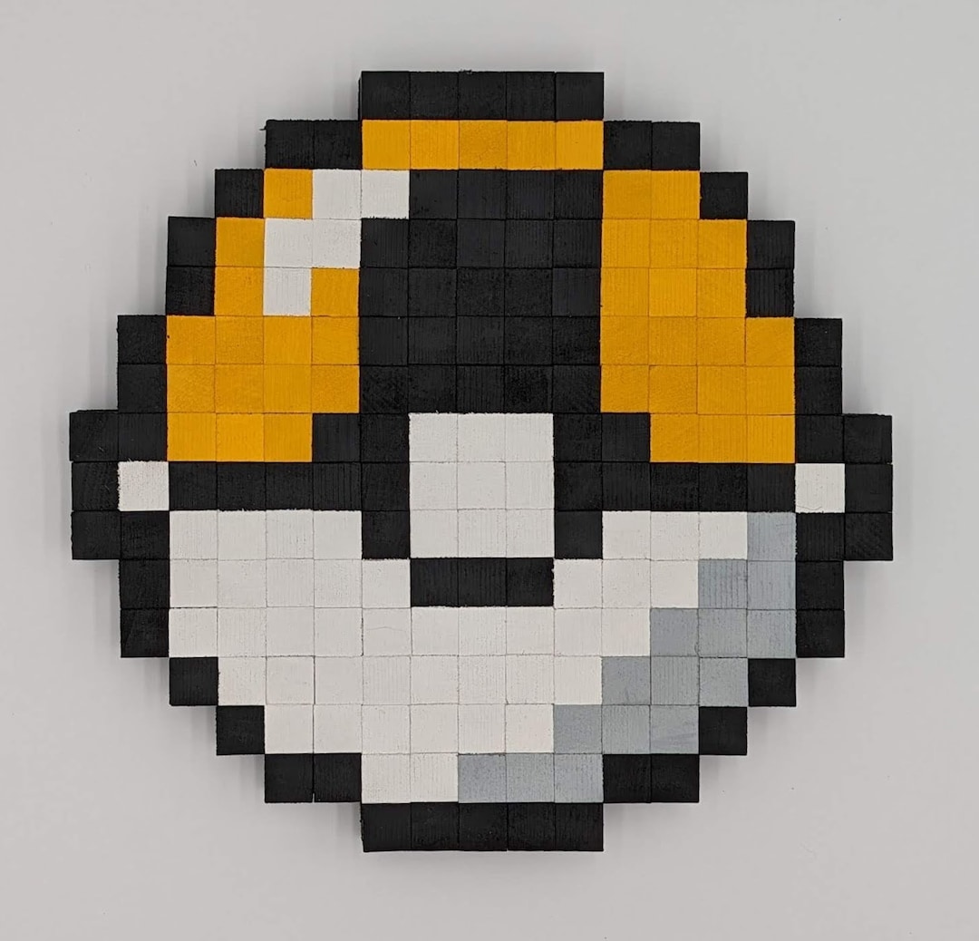 Ultra Ball Pokeball 8-bit Wooden Pixel Art - Etsy