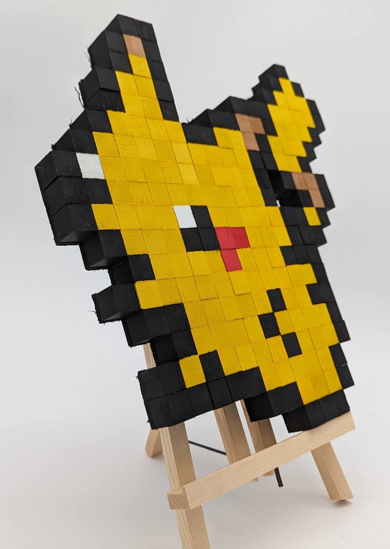 Pikachu 8-bit Wooden Pixel Art - Etsy