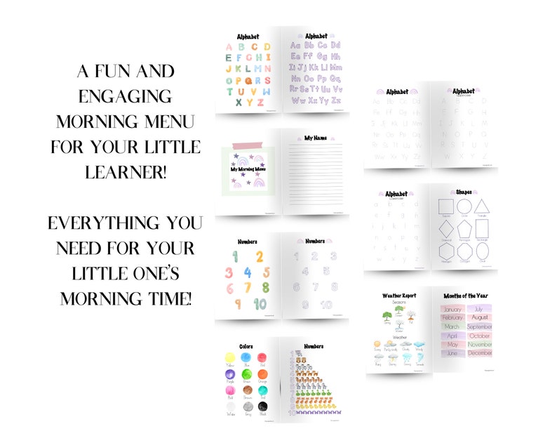 Morning Menu Homeschool Printable Educational Worksheets Preschool and ...