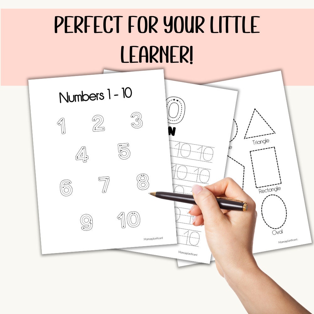 Preschool Number Tracing Worksheets Packet Printable Homeschool ...