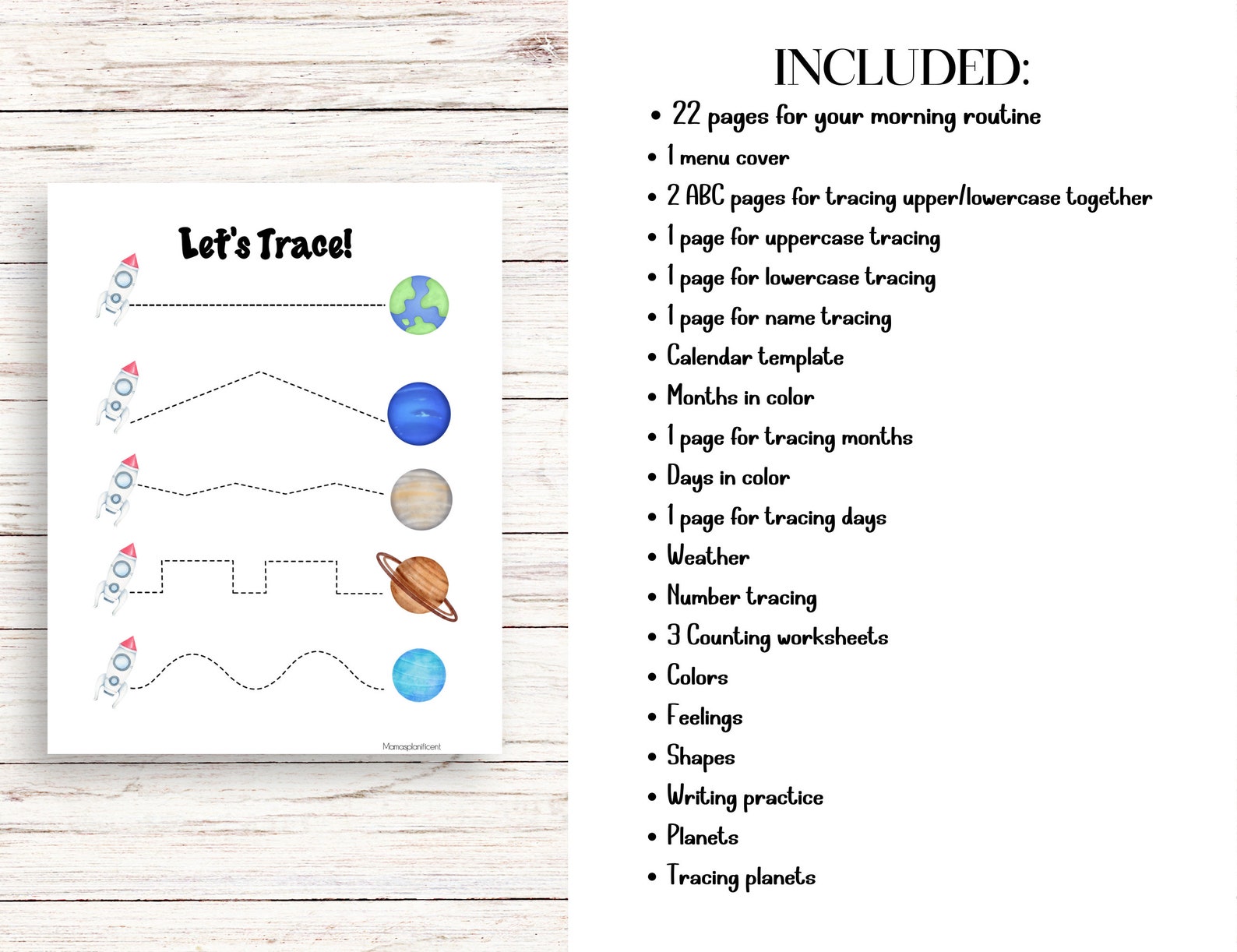 Morning Menu Homeschool Printable Space Planets Educational Worksheets ...