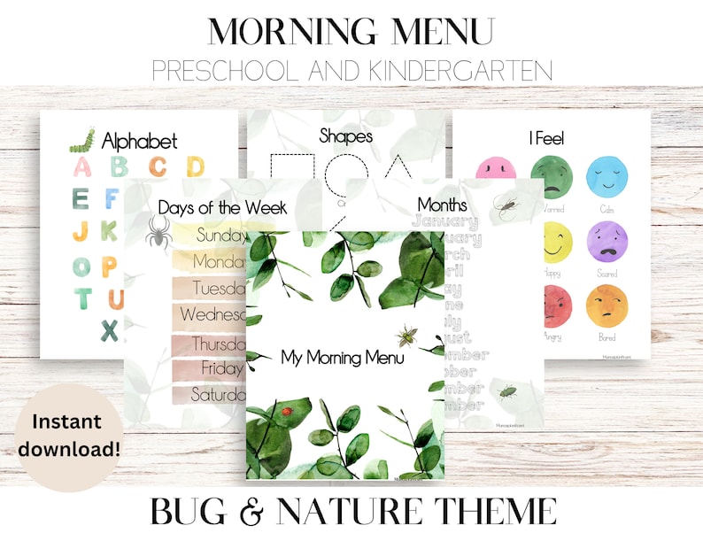 Morning Menu Homeschool Printable Educational Worksheets Preschool and ...