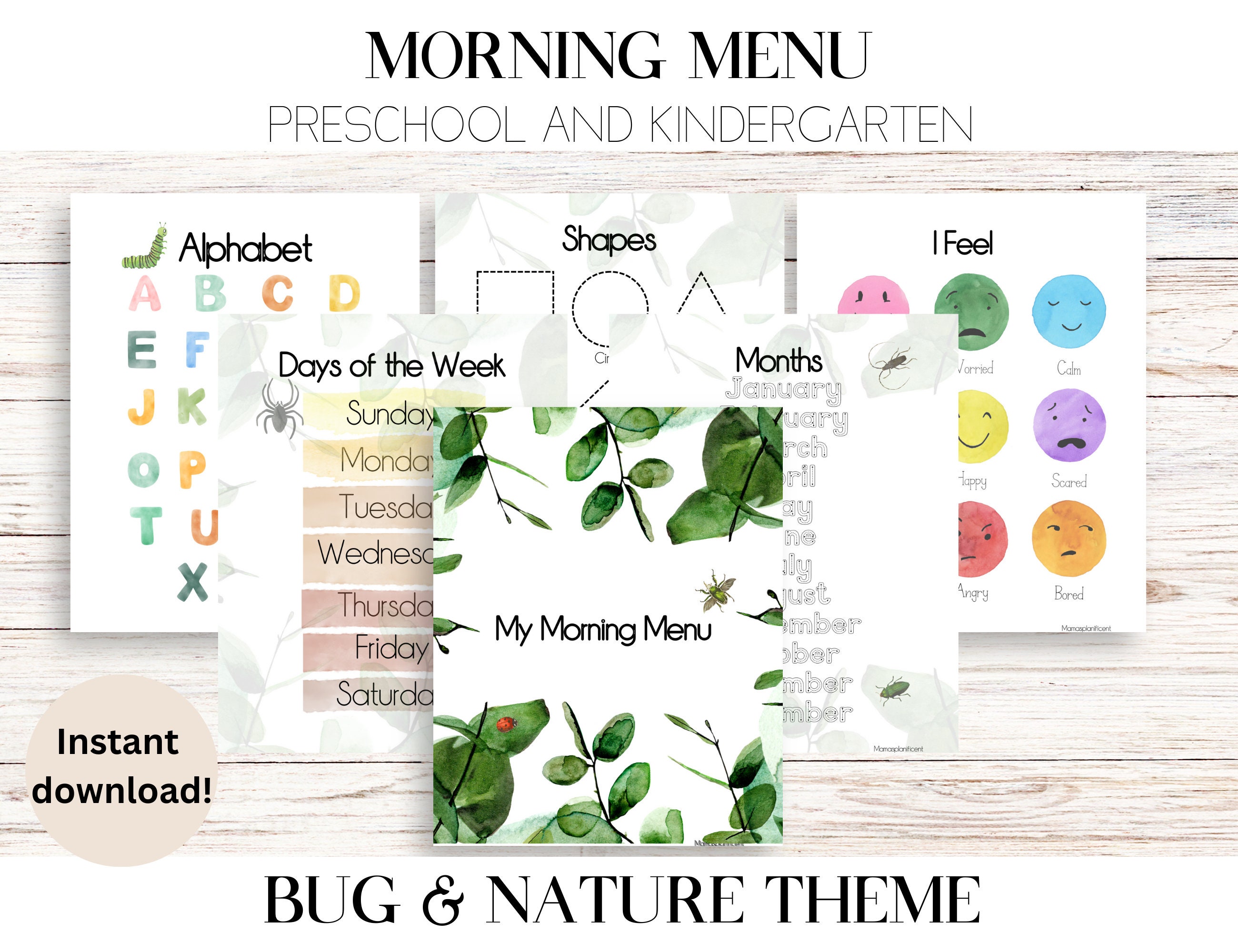 Morning Menu Homeschool Printable Educational Worksheets Preschool and ...