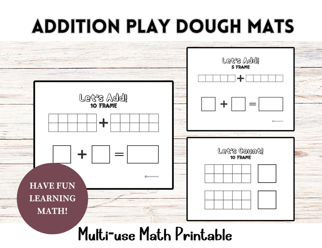 Math Play Dough Mats Addition Worksheets Preschool Kindergarten ...