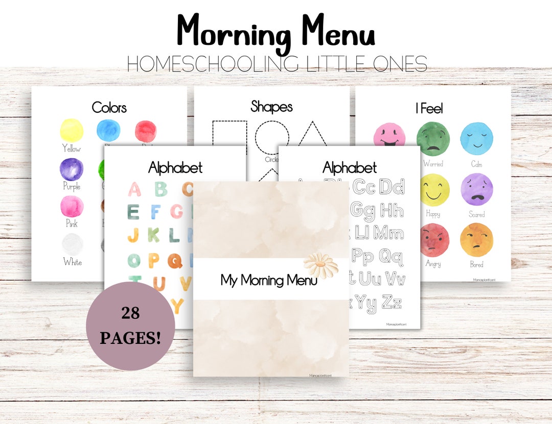 Morning Menu Homeschool Printable Educational Worksheets Preschool and ...