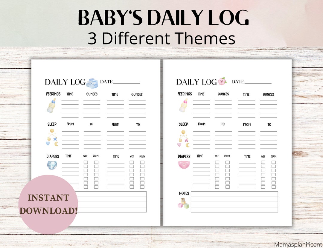 Daily Baby Log Infant Daily Log Nanny Report Notes Baby Schedule ...