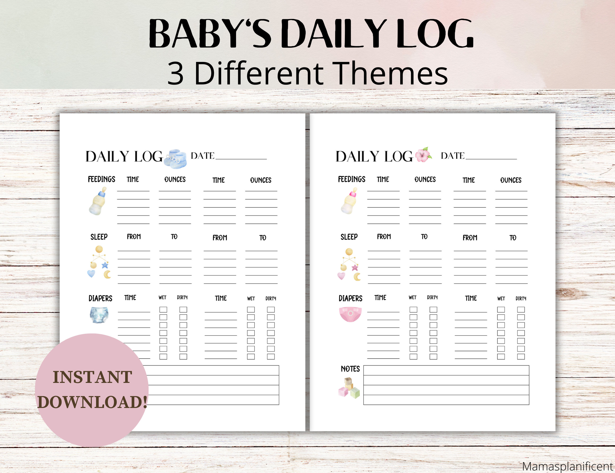 Daily Baby Log Infant Daily Log Nanny Report Notes Baby Schedule ...