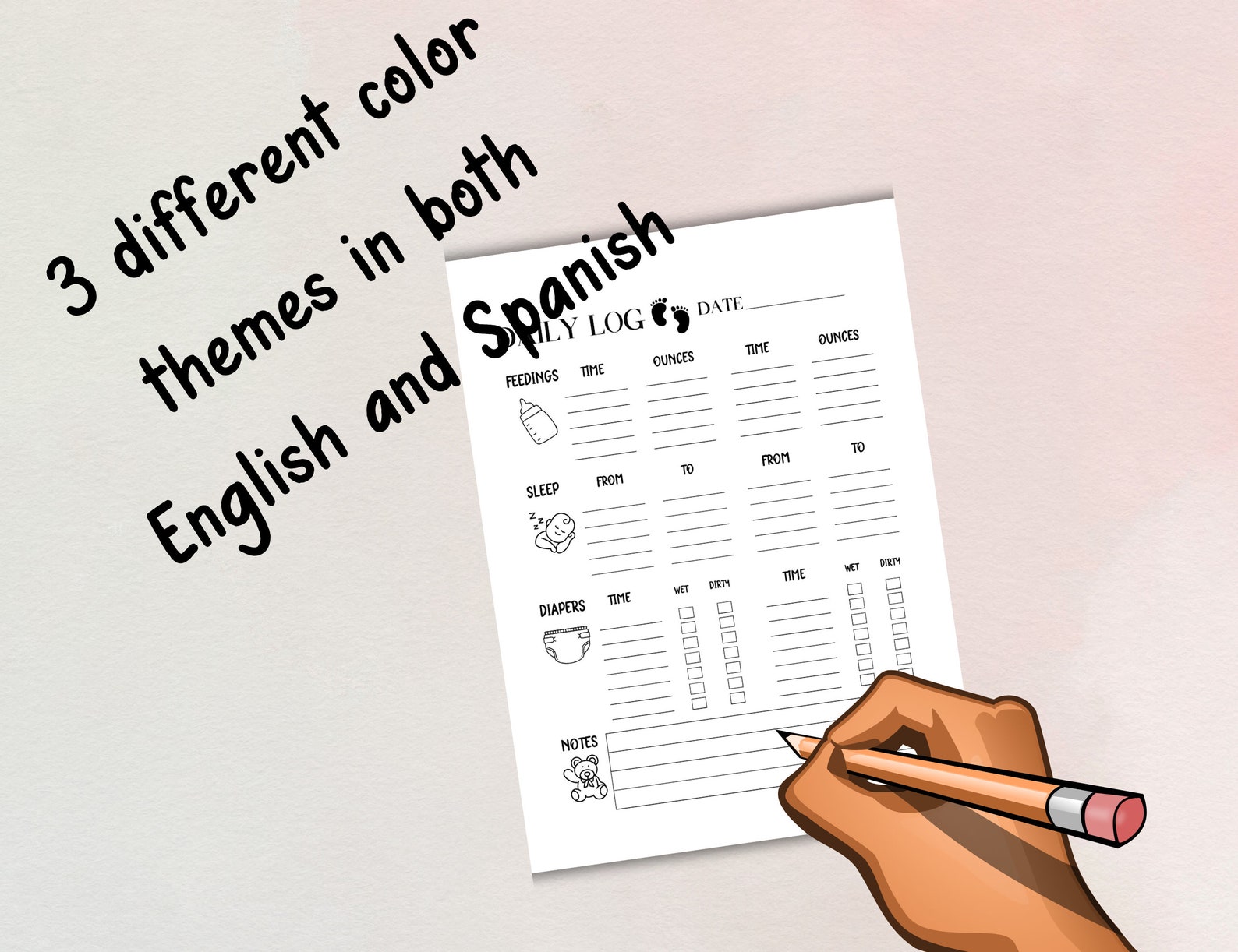 Daily Baby Log Spanish & English Version Included Nanny Report Notes ...