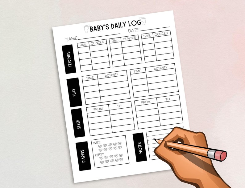 Baby Daily Log Printable for Caregivers - Etsy
