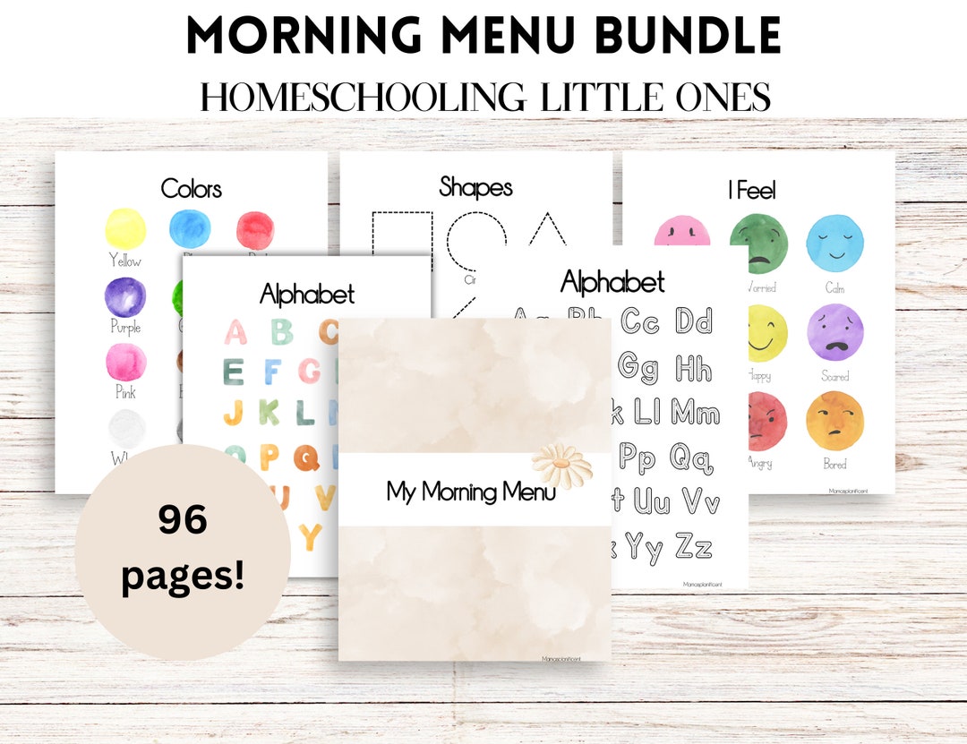Morning Menu Homeschool Printable Educational Worksheets Preschool and ...