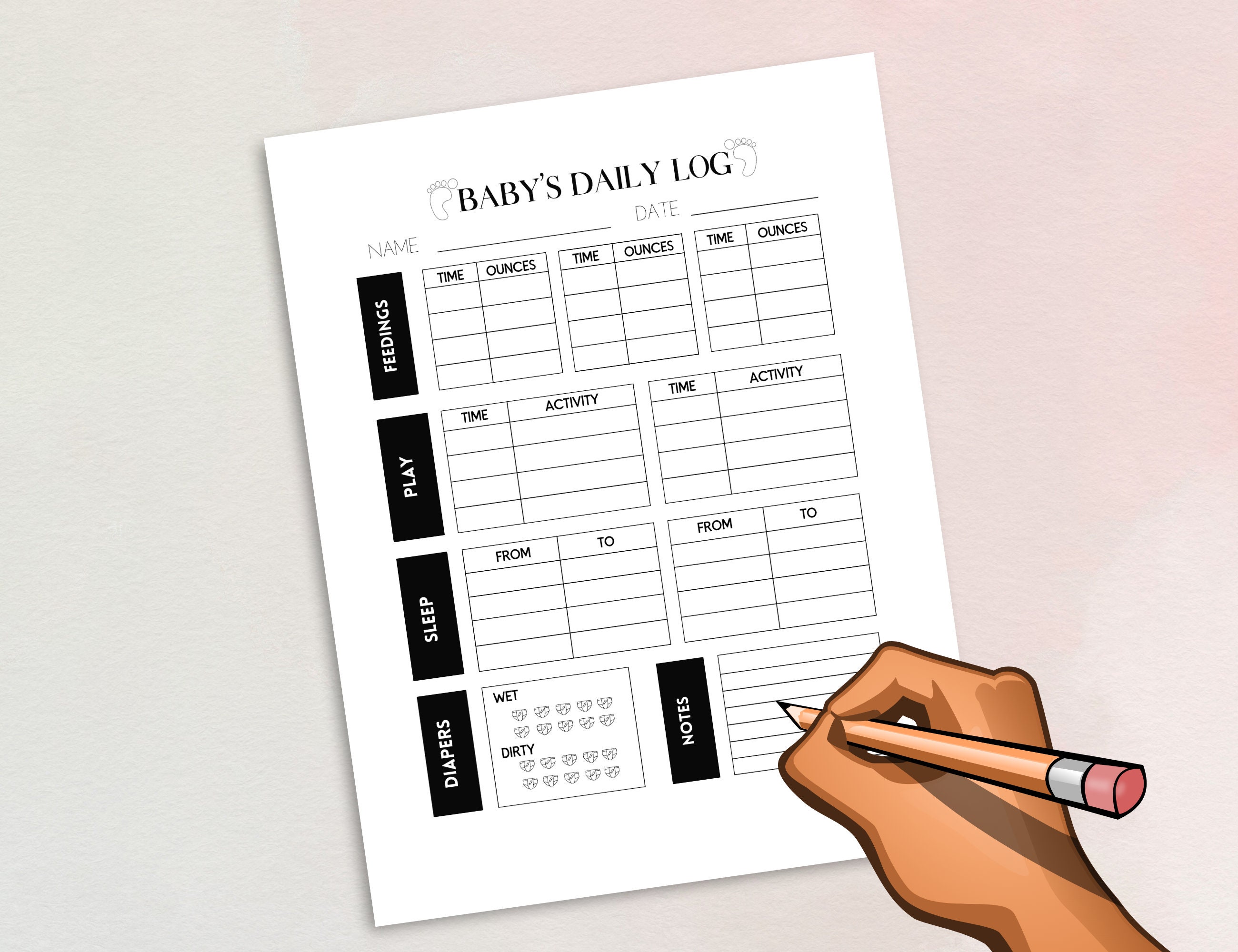 Daily Baby Log Spanish & English Version Included Nanny Report Notes ...