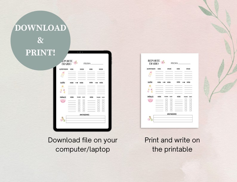 Daily Baby Log Spanish & English Version Included Nanny Report Notes ...