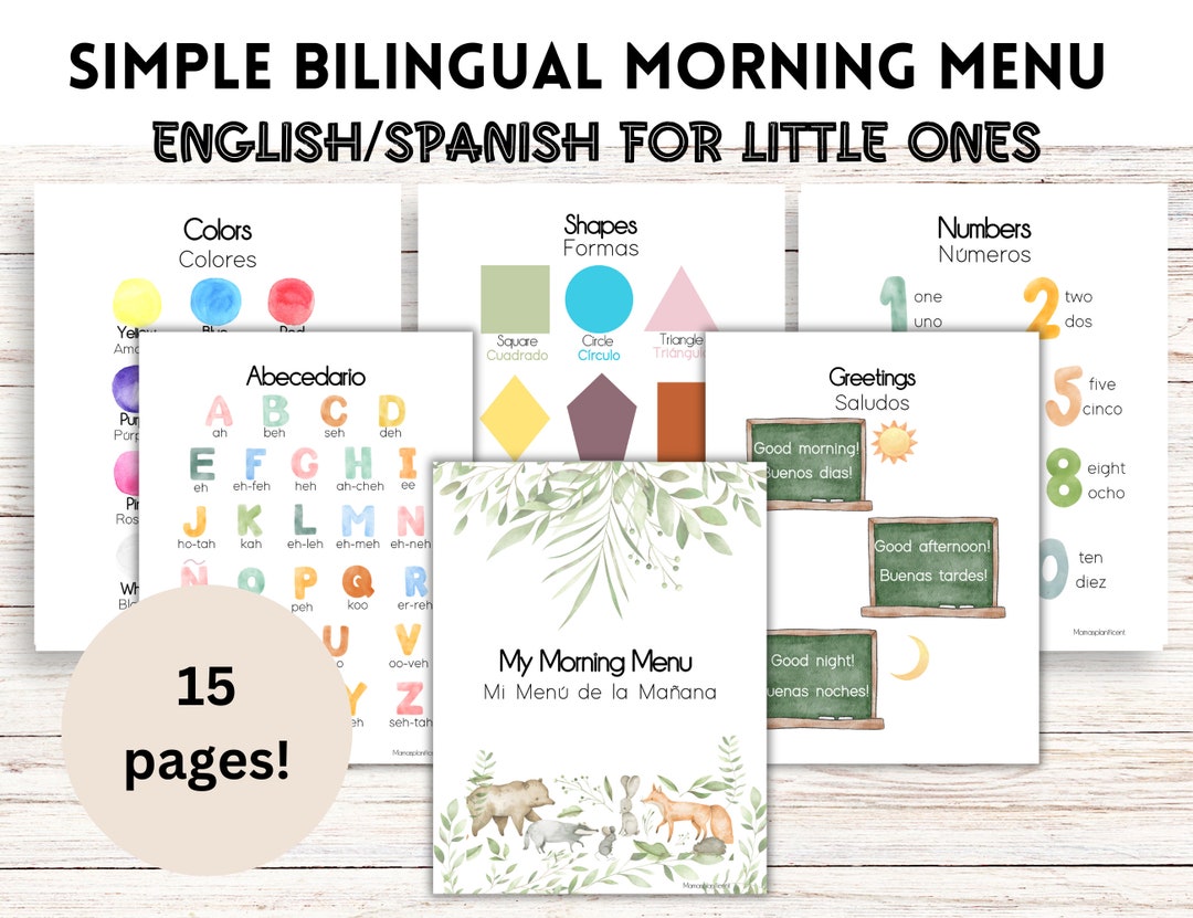 Simple Bilingual Morning Menu Homeschool Spanish Printable Educational ...
