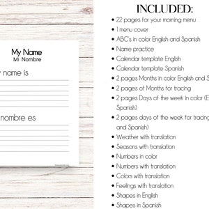 Bilingual Morning Menu Printable | English & Spanish Learning (PDF) - Etsy