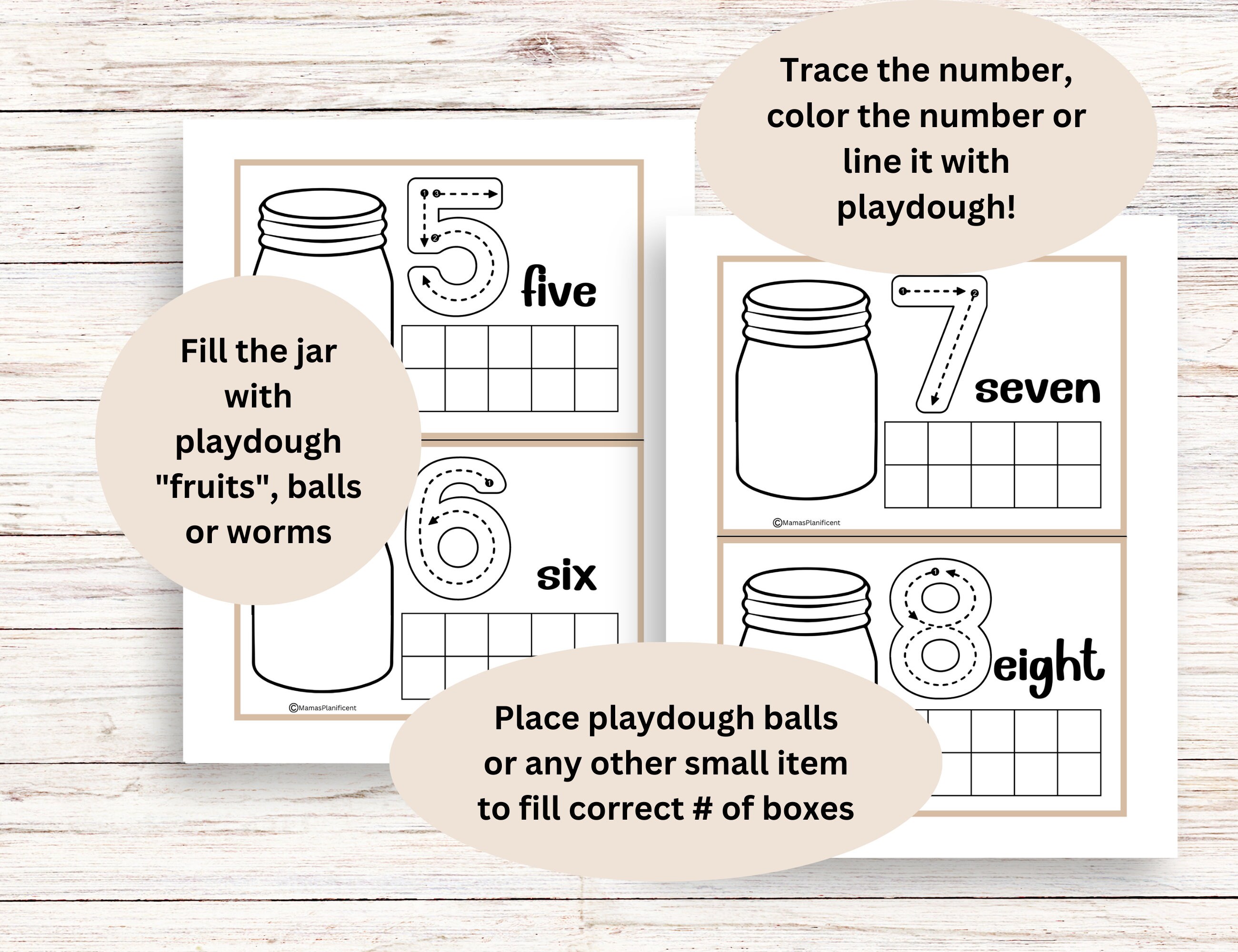 Numbers Play Dough Mats Morning Menu Homeschool Printable Educational ...