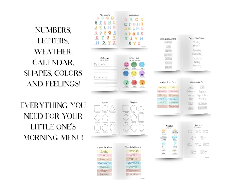 Bilingual Morning Menu Printable | English & Spanish Learning (PDF) - Etsy