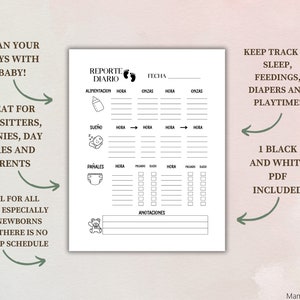 Daily Baby Log Spanish & English Version Included Nanny Report Notes ...
