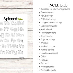 Morning Menu Homeschool Printable Educational Worksheets Preschool and ...