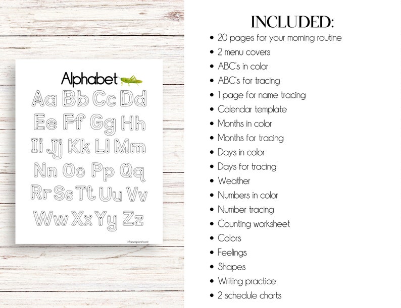 Morning Menu Homeschool Printable Educational Worksheets Preschool and ...