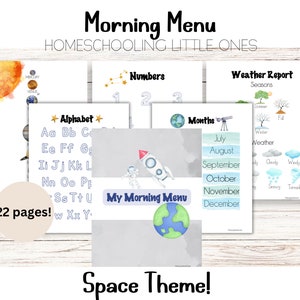 Morning Menu Homeschool Printable Space Planets Educational Worksheets ...