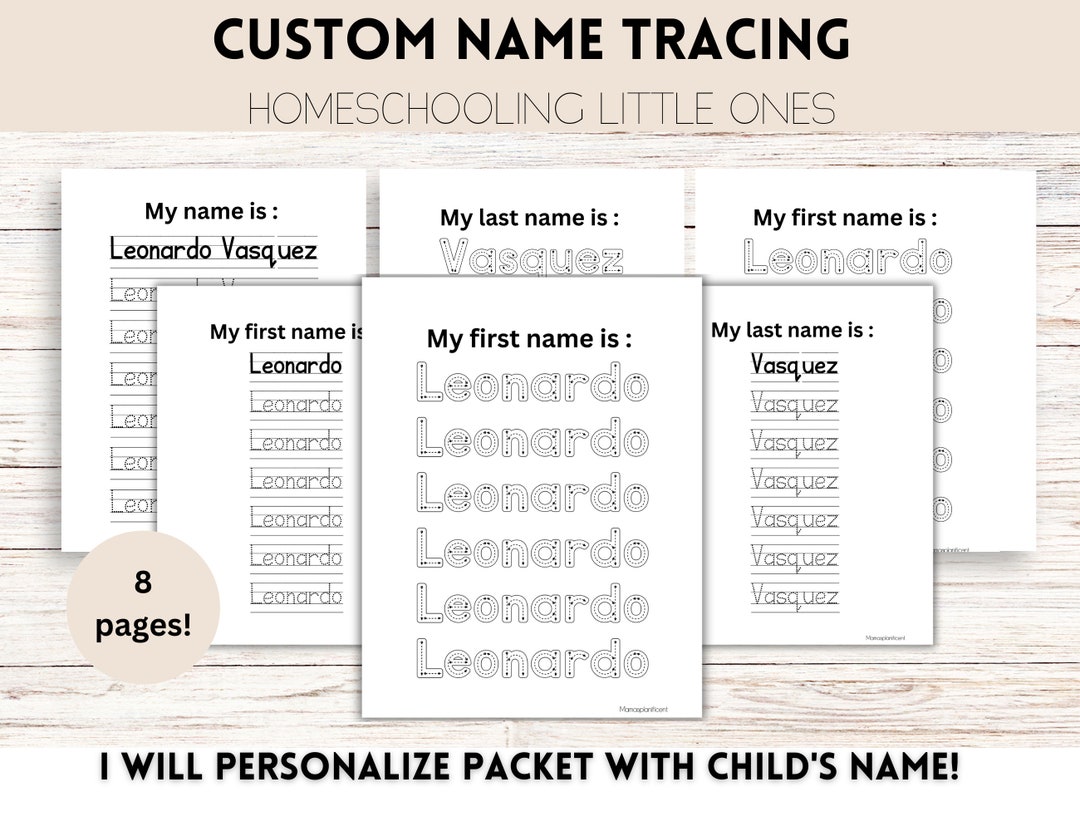 Custom Name Tracing Morning Menu Homeschool Printable Educational ...