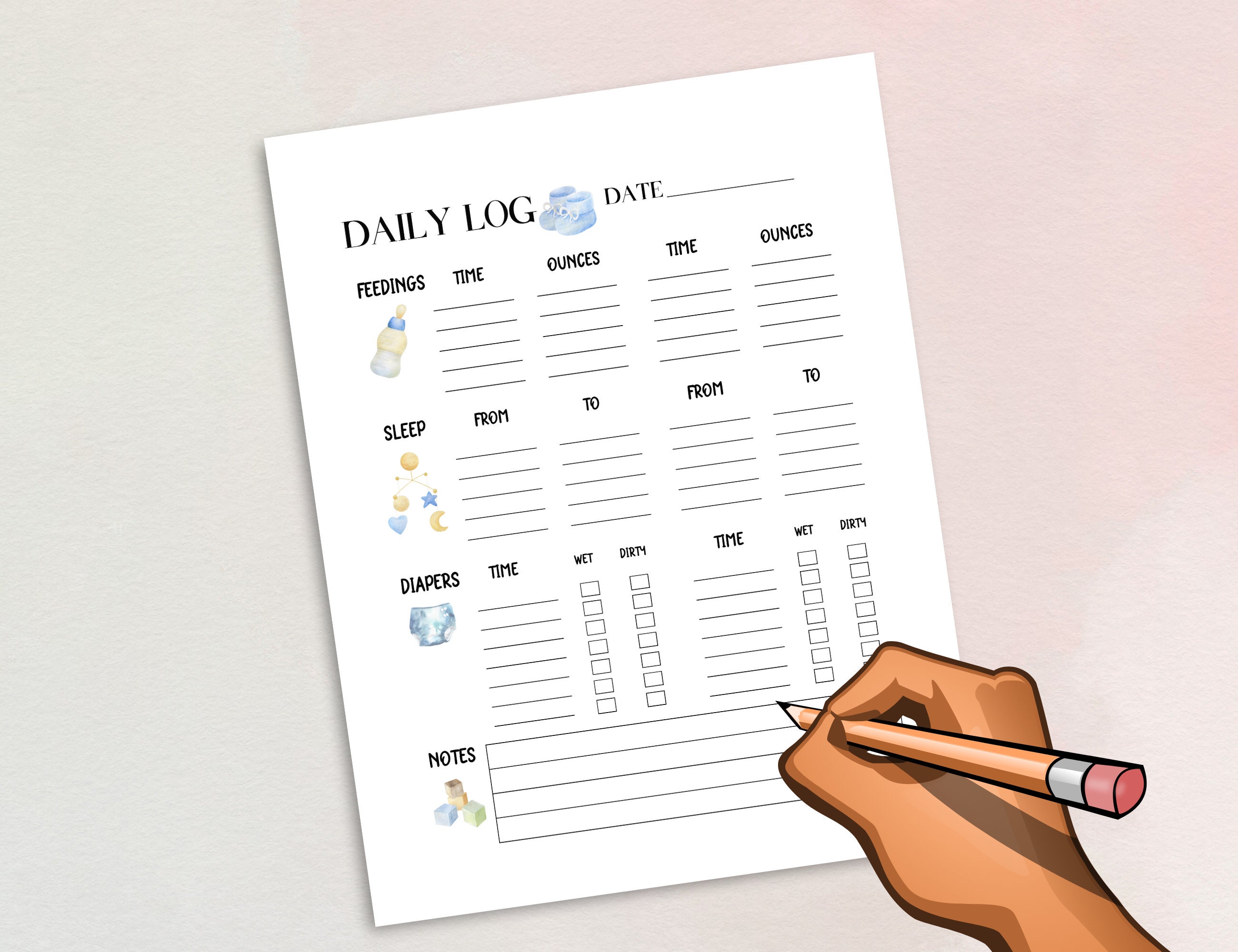 Daily Baby Log Infant Daily Log Nanny Report Notes Baby Schedule ...